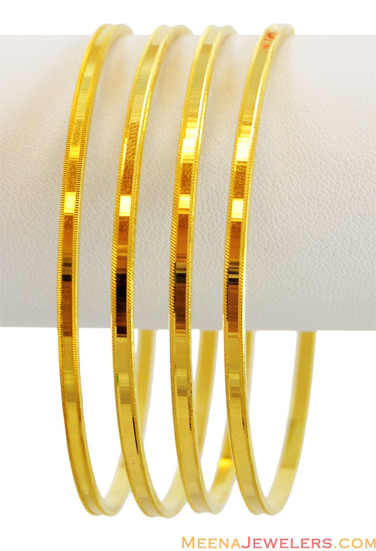 Plain Gold Bangles Set (4 pcs) 22k - BaSt13792 - 22k gold fancy bangles ... Plain Gold Bangles Set (4 pcs) 22k - BaSt13792 - 22k gold fancy bangles ...