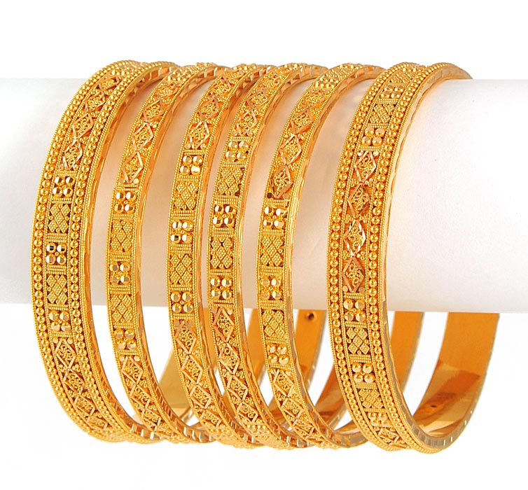 Gold Bangles Set (22k Gold) - BaSt4127 - 22kt Gold Bangles (set of 6 ... Gold Bangles Set (22k Gold) - BaSt4127 - 22kt Gold Bangles (set of 6 ...