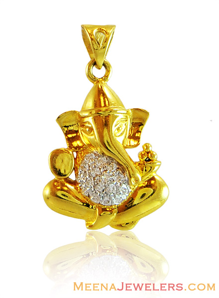 22k Gold Designer Ganesha Pendant - PeGa14606 - 22k Gold "Lord Ganesha ...