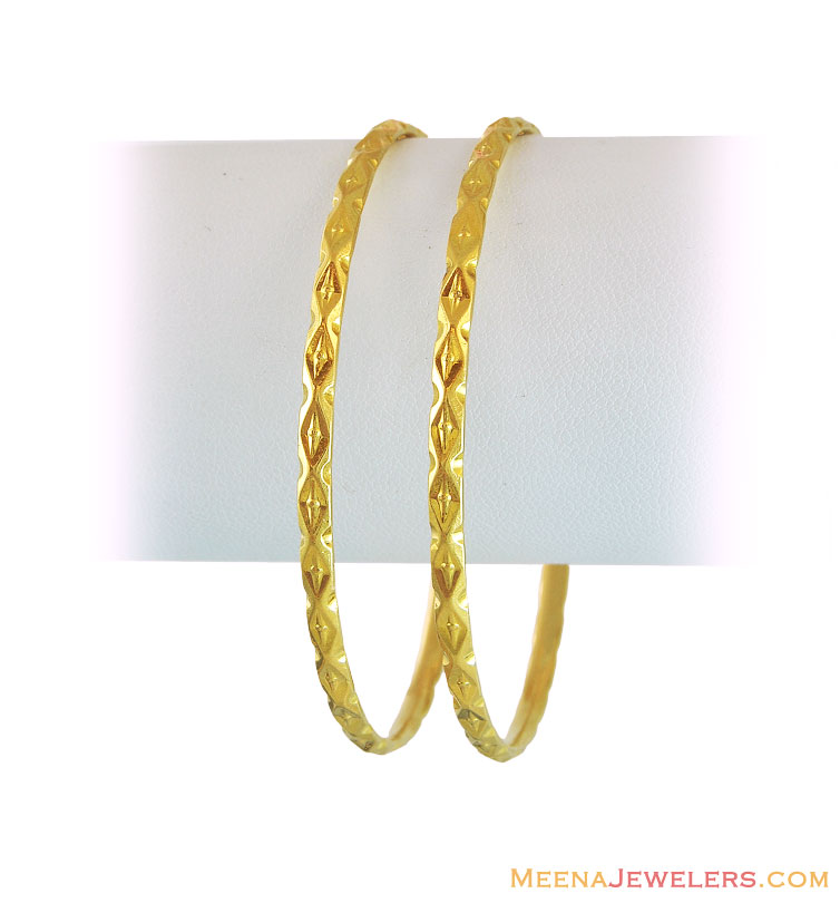 22K Indian Gold Bangles - BaGo12387 - 22k gold bangles ( 2 pcs) with ...