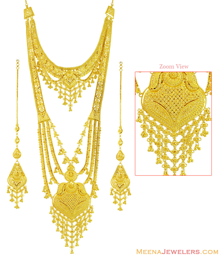 22K Rani Haar Set (Bridal Necklace) - StBr14381 - 22K Gold Rani Haar ...