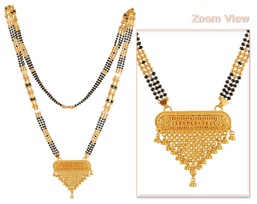 Gold Long Indian Mangalsutra ( 24 Inches) - ChMs6115 - 22Kt Gold Long ...