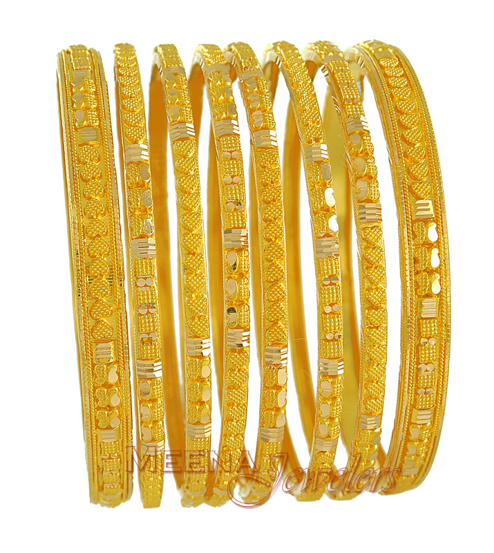 22Kt Gold Bangle Set - BaSt3476 - 22Kt Gold Bangles Set Of 8 bangles, 2 ...
