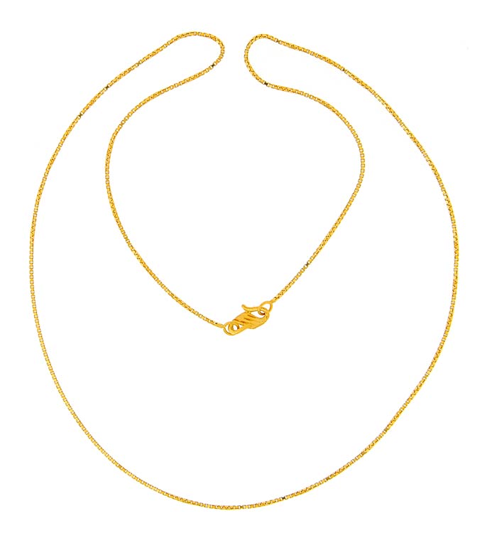22K Box Chain - ChPl4220 - 22Kt Gold Box (thin) Chain with S hook.