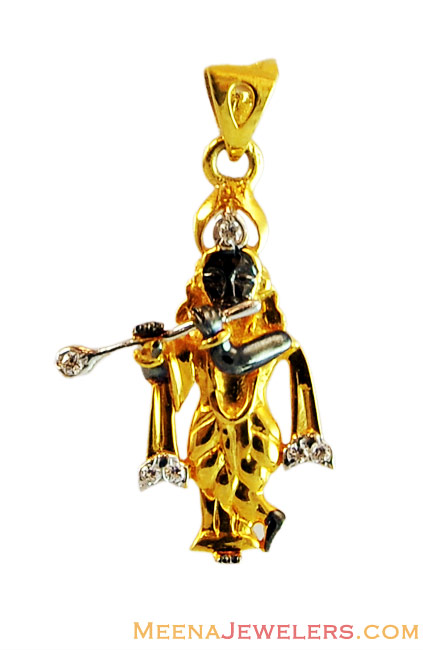 22K Fancy Lord Krishna Pendant - PeGf13469 - US$ 232 - 22k gold krishna ...