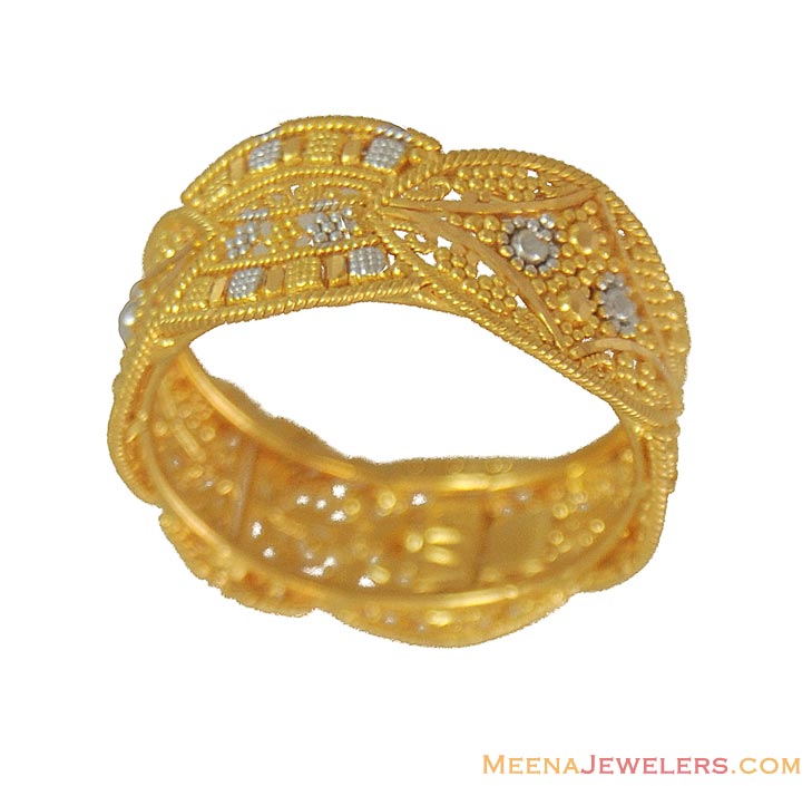 Indian Gold Band - RiLg9689 - 22Kt Ladies Band / Ring with diamond cuts ...