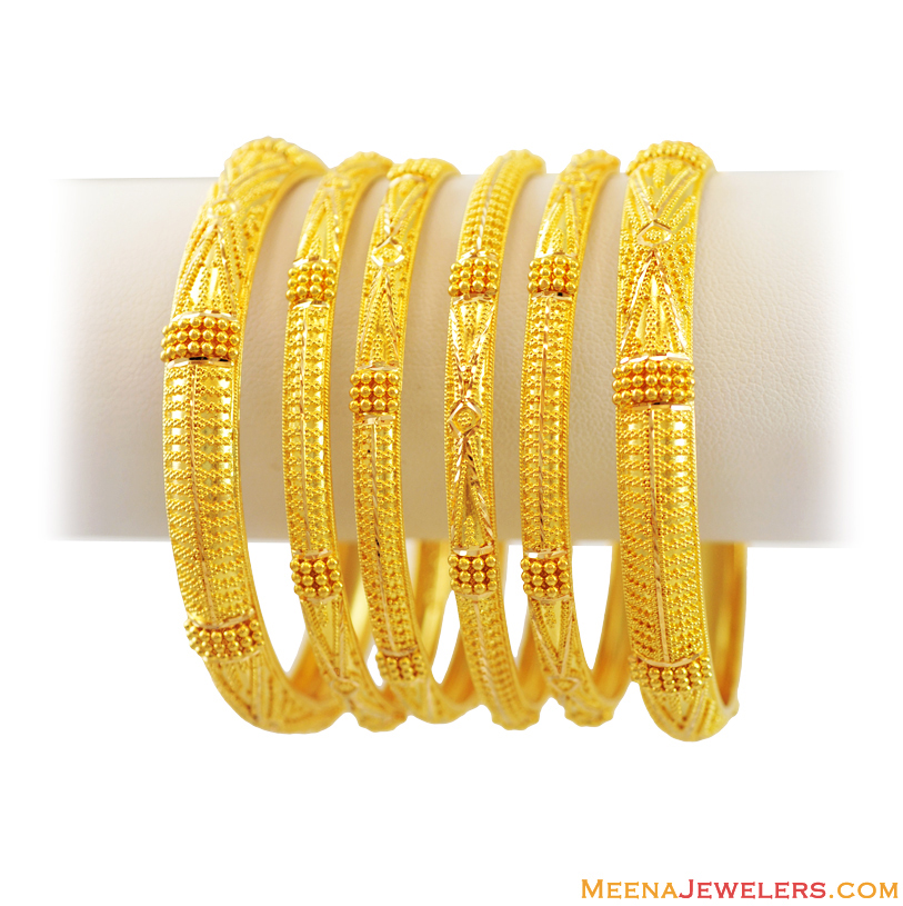 22k Gold Bangles Set (6 Pcs) - bast12101 - 22k Gold bangles set,(set of ...