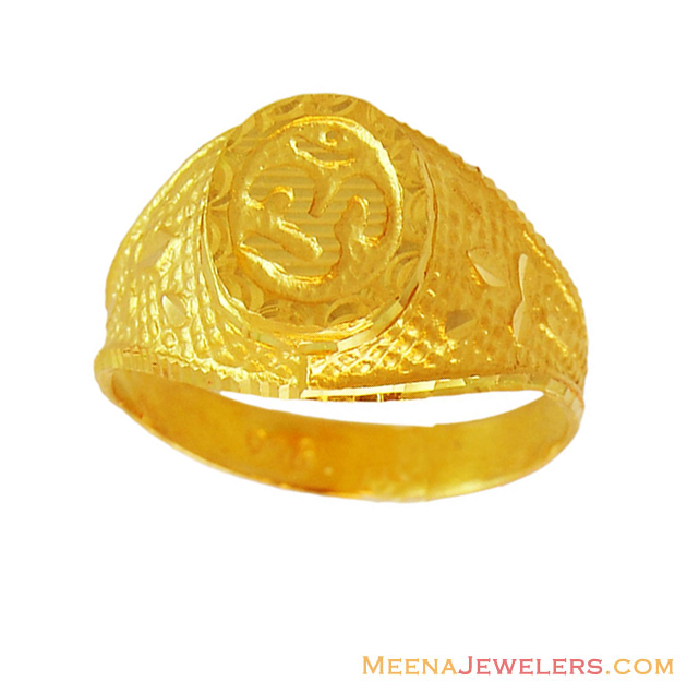 22k Gold Holy Om Mens Ring - RiMs13324 - 22Kt gold fancy mens religious ...