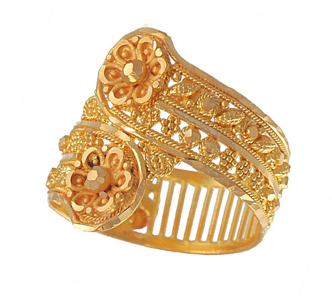 22Kt Gold Fancy Ring - RiLg4360 - 22Kt Gold Fancy Ring with intricate ...