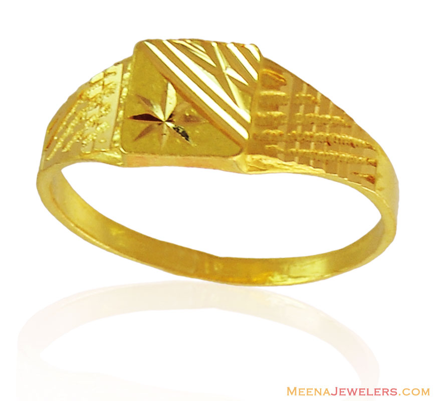 22k Gold Mens Thin Ring - RiMs16508 - US$ 284 - 22k gold fancy mens ...