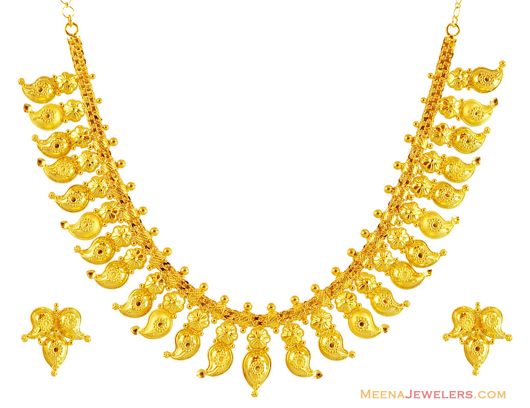 22k Gold Mango Mala - StGo14268 - 22k yellow gold mango mala with small ...