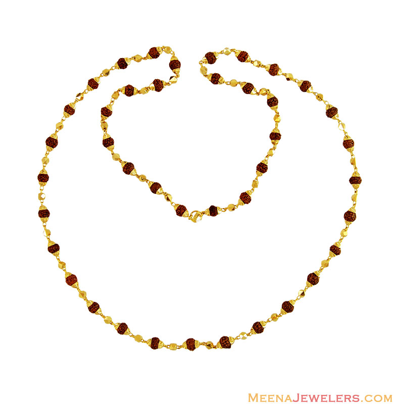 Rudraksh Mala 22K Gold - ChMs12695 - Indian Religious Gold Mala in 22K ...