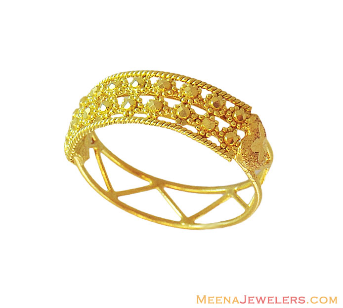 22K Gold Indian Ring - RiLg12452 - 22 Kt Gold Indian Fancy Ring with ...