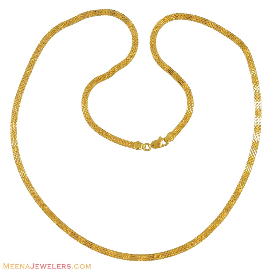 22K Gold Flat Chain - ChPl10769 - 22k gold flat chain (common design ...