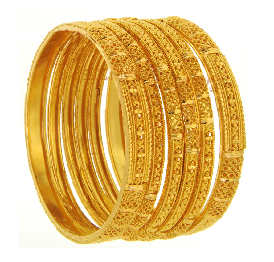 22Kt Gold Handmade Bangles - BaSt1407 - 22 Kt Gold Handmade Bangles Set ...