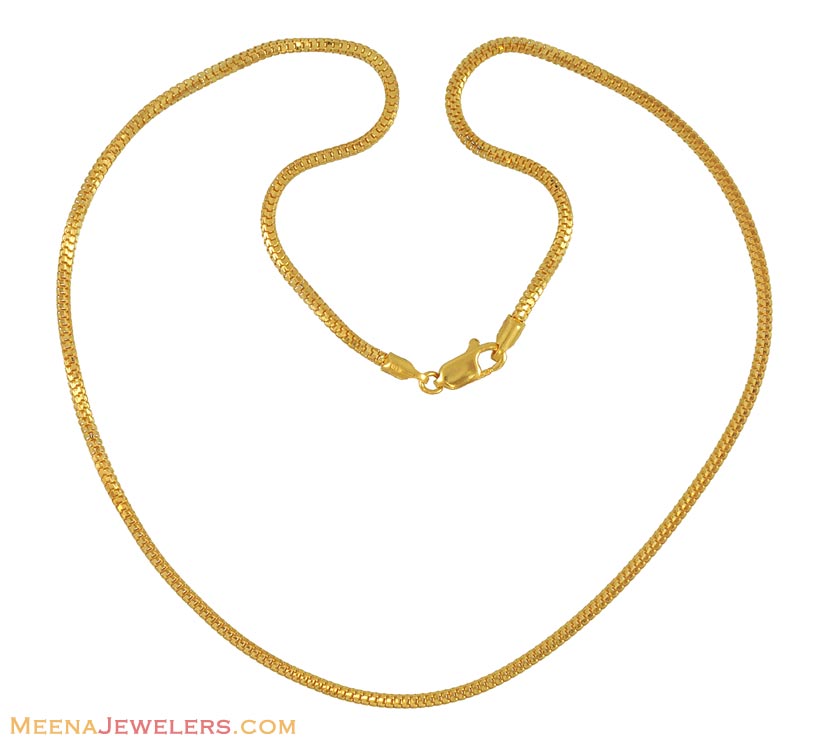 22k Mens Snake Chain (18 inches) - ChPl10575 - 22k yellow gold chain ...