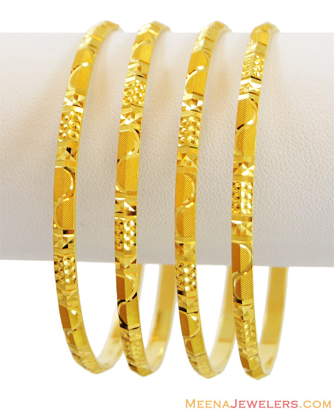 Fancy Machine Cut Bangles 22k - BaGo13800 - 22k Gold Bangles (2 PC ...