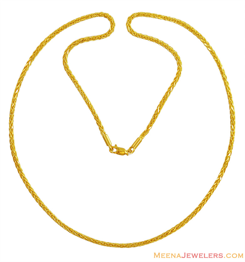 Solid Plain Gold Chain 22k (22 in) - chpl13900 - 22K Gold Solid Plain ...