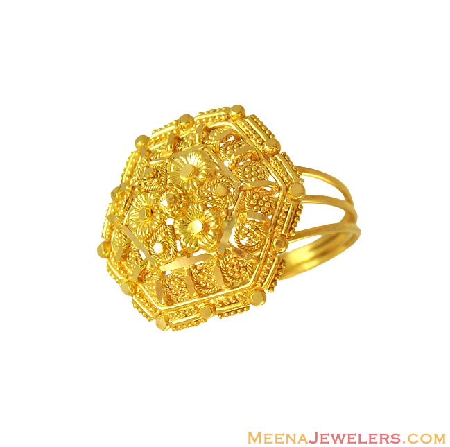 22K Fancy Ladies Gold Ring - RiLg12718 - US$ 390 - 22KT Gold Ladies ...