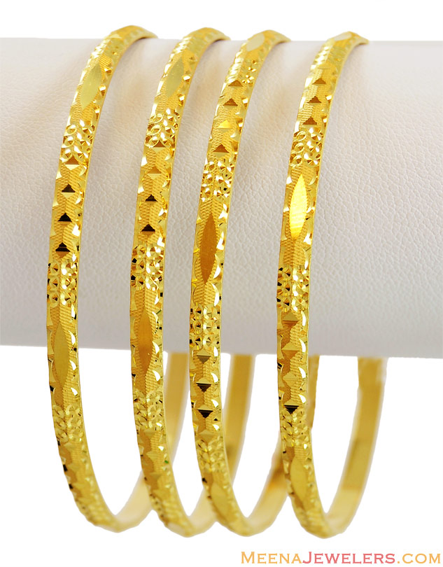Laser Cut Machine Bangles 22k Gold - BaGo13812 - 22K Gold Solid Ladies ...