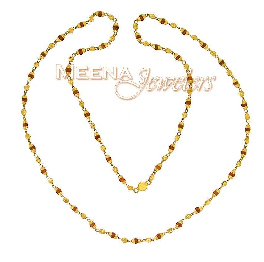 22k Gold Chain with Rudraksha - ChRu2164 - 22K Gold Chain with ...