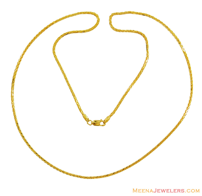 Plain Solid Long Chain 22k Gold - chpl13908 - 22K Fancy Gold Plain ...