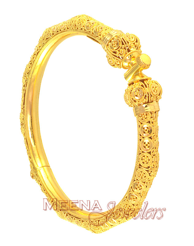 22K Gold Designer Kada ( Pipe Bangle) - BaKa2479 - 22K Gold Kadas ...