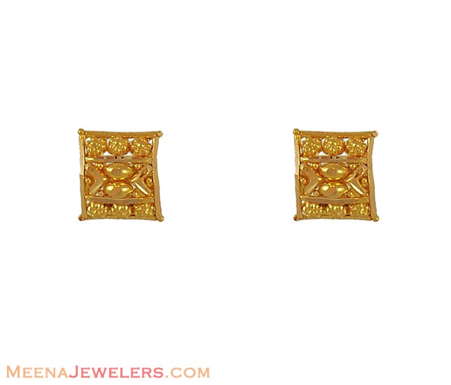 22K Gold Earrings (Tops) - ErGt6660 - 22K High shine Gold Earring Tops ...