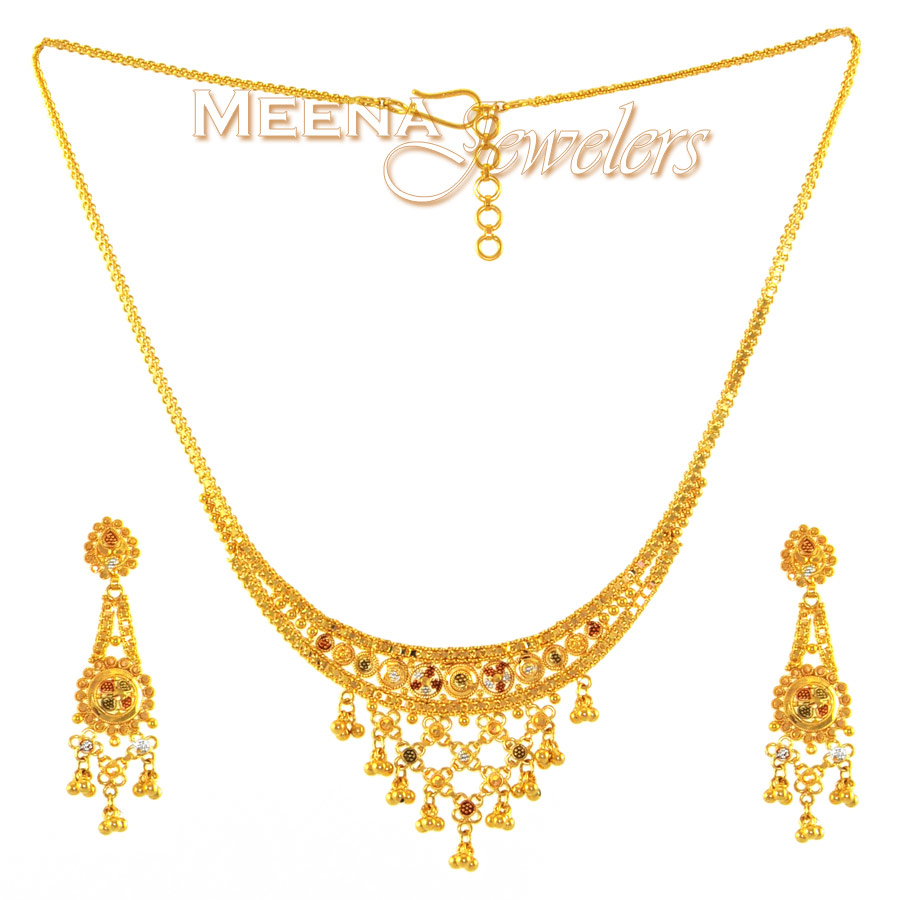22Kt Gold Set - StGo1620 - 22Kt small gold set with handmade and ...