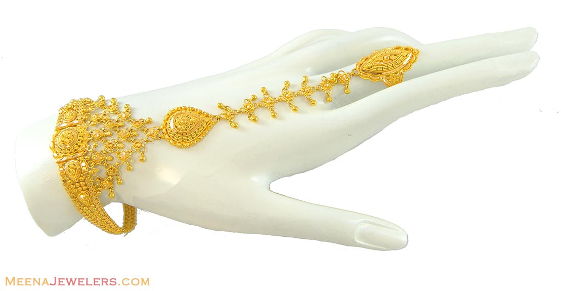 22K Bracelet (Panja) With One Ring - BrLa8835 - 22k gold bracelet ...