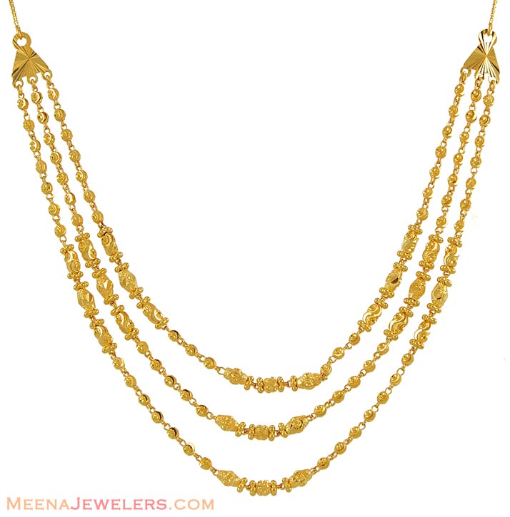 22k Three Layered Gold Chain - ChFc7509 - 22Kt Gold three layered Fancy ...