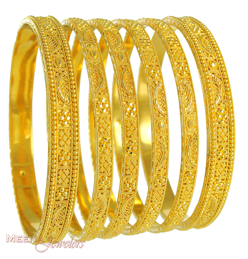 22Kt Gold Bangles - BaSt3343 - 22Kt Gold Bangles Set Of 4 bangles ...