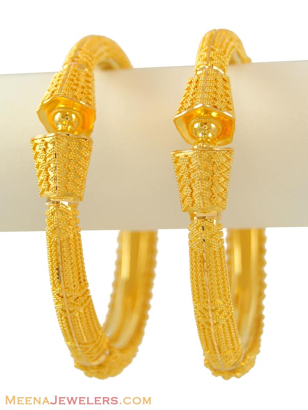 22k Gold Designer Kada(set of 2) - BaKa8990 - 22k gold designer kadas ...