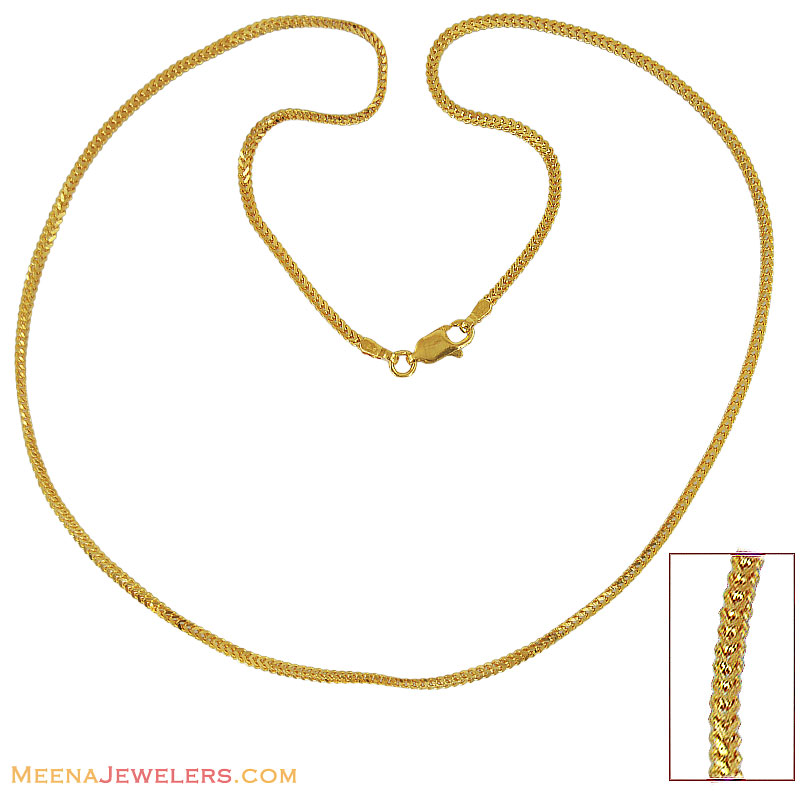 22K Plain Gold Chain (18 Inch) - chpl11922 - 22K Gold Fancy plain Chain ...