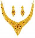 22kt Gold Fancy Set - StGd10586 - 22K Gold Necklace and Earrings Set ...