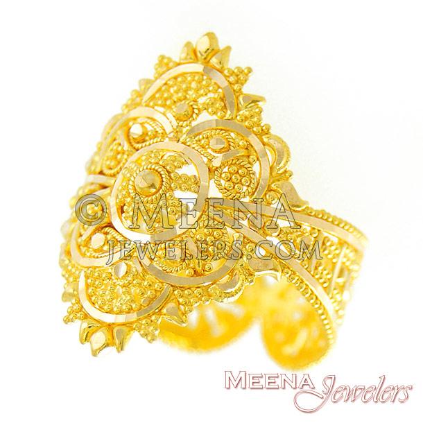 Gold Indian Filigree Ring - RiLg2919 - 22Kt Gold Ring (Indian Bridal ...