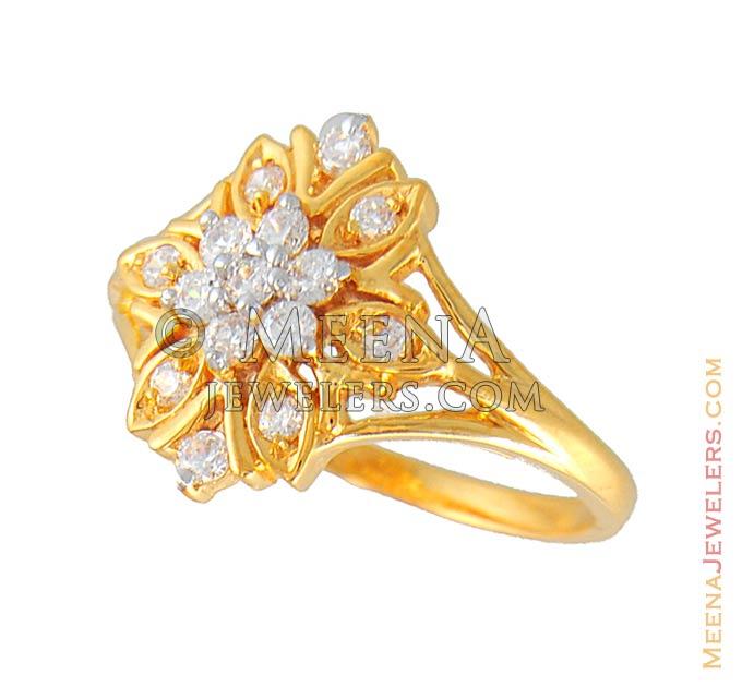 22kt Gold Two Tone Signity Ring - RiLs4893 - 22kt Gold two tone signity ...