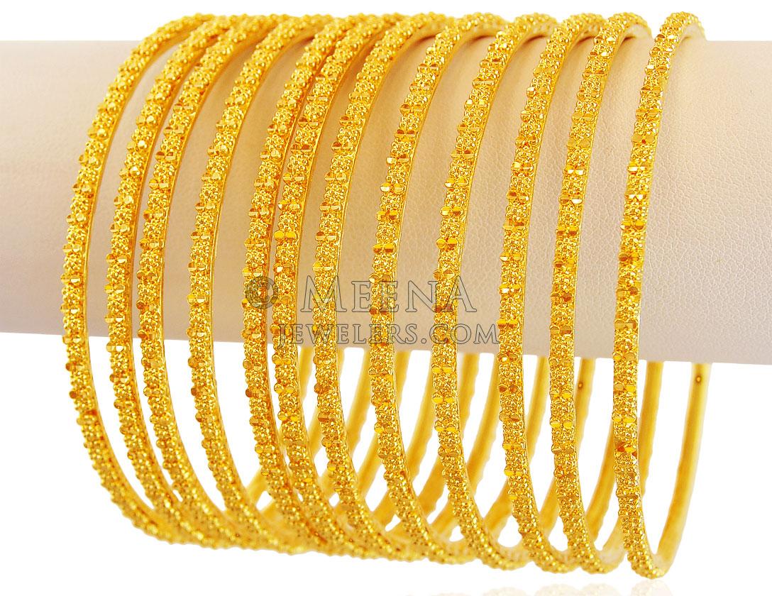 22K Gold Bangles Set of 12Pcs - BaSt18070 - 22k gold Beautiful Bangles ...