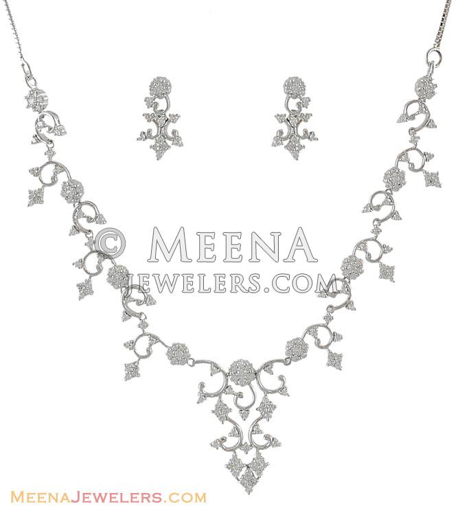 18k Gold Signity Necklace set - StWg4773 - 18kt White gold signity ...