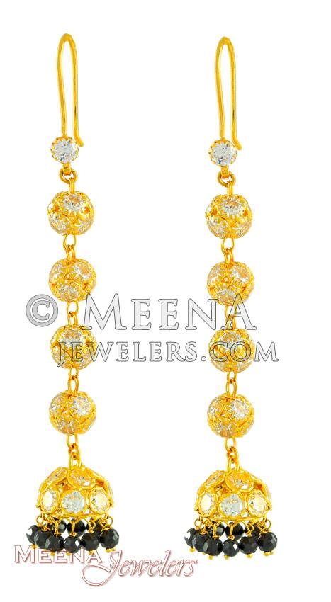 Gold Hook Earrings - ErEx3212 - US$ 2,527 - 22Kt Gold Long Fancy ...