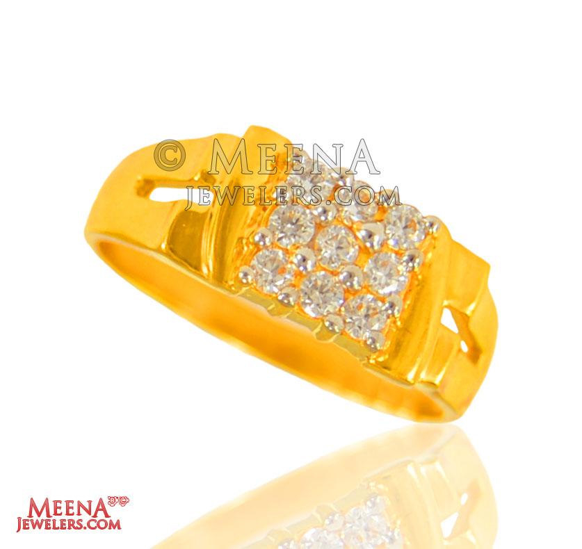 Gold Mens Stones Ring - RiMs24755 - 22 Kt Gold Men's Ring is designed ...