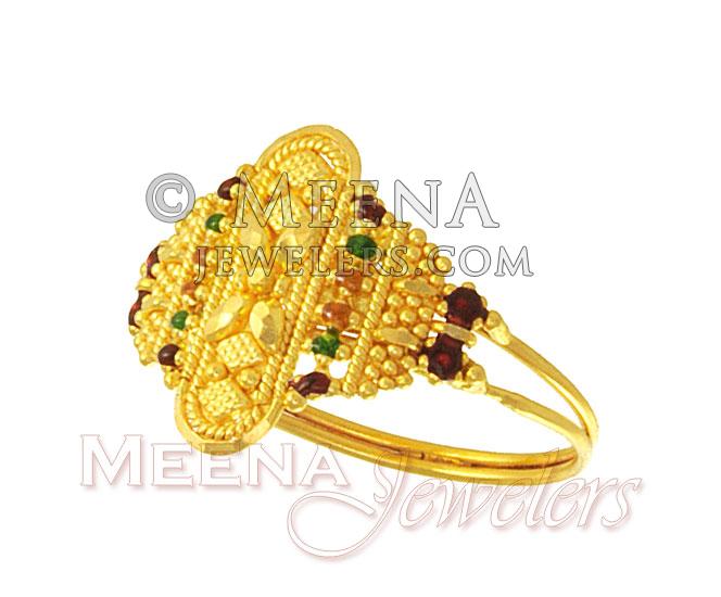 Enamel Work Ladies Designer Ring - RiLg2269 - 22Kt Gold Enamel Work ...