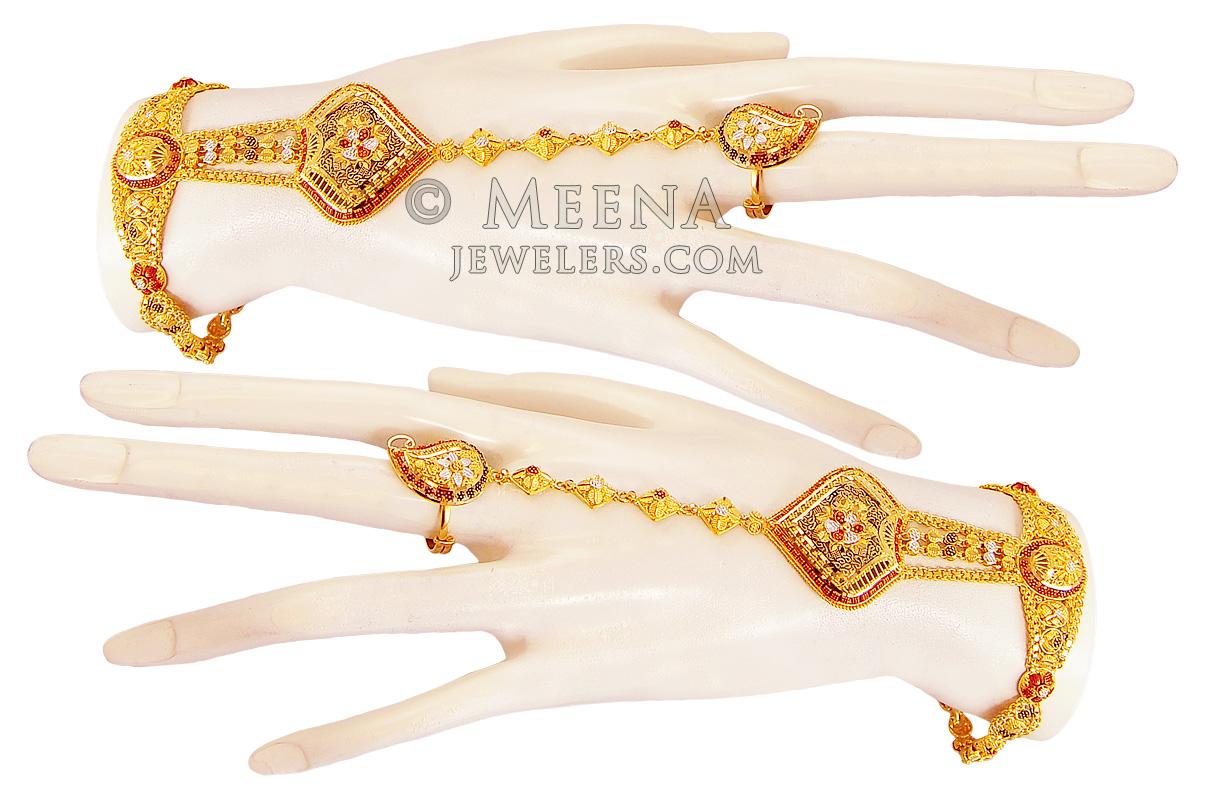 22K Gold Bridal Panja Bracelet (2 PC) - BrLa18898 - 22K Gold Ladies ...