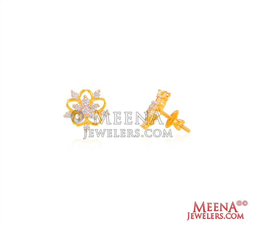 22K Gold Signity Tops - ErSi25682 - 22 Kt Yellow Gold Stud Earrings ...
