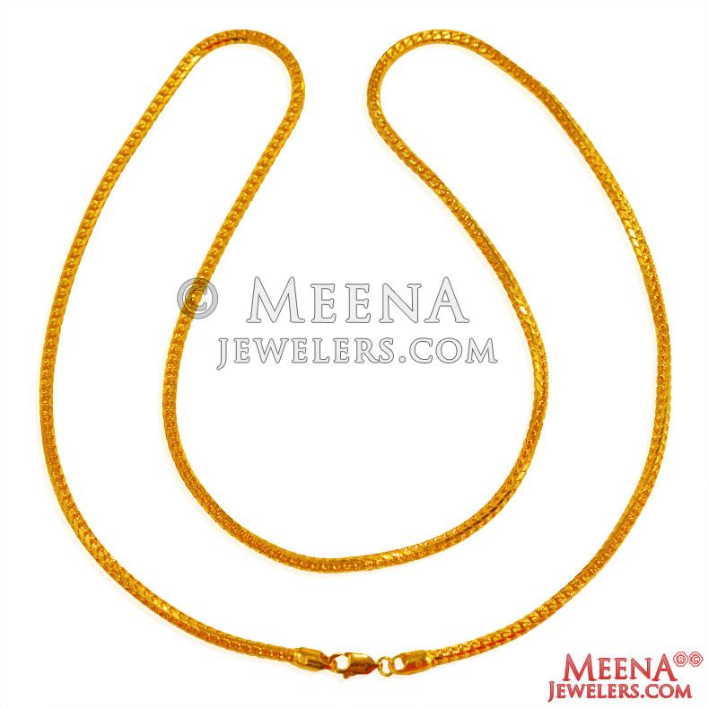 22K Gold Fox Chain (22 Inches) - ChPl27170 - US$ 4,243 - 22K Gold Fox ...