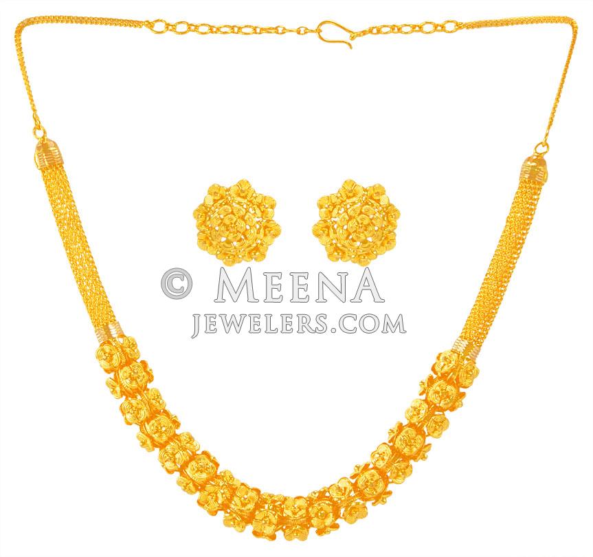 22kt Gold Gajra Necklace Set - StLs23791 - 22kt Gold Gajra Necklace Set ...