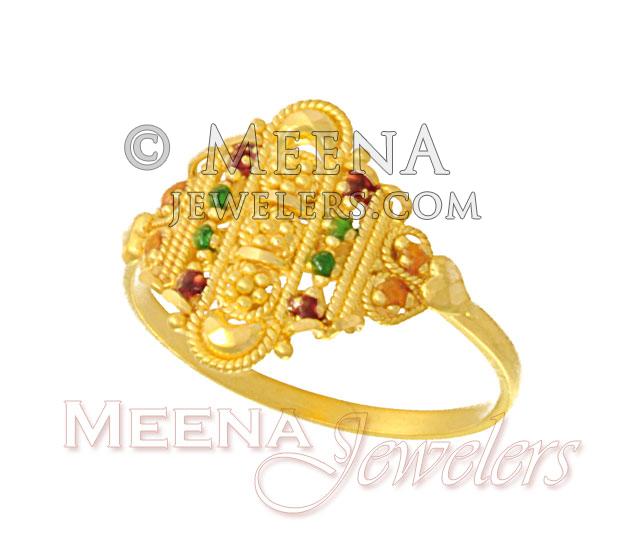 22Kt Gold Enamel Paint Ring - RiLg2334 - 22Kt Gold Enamel Paint Ring