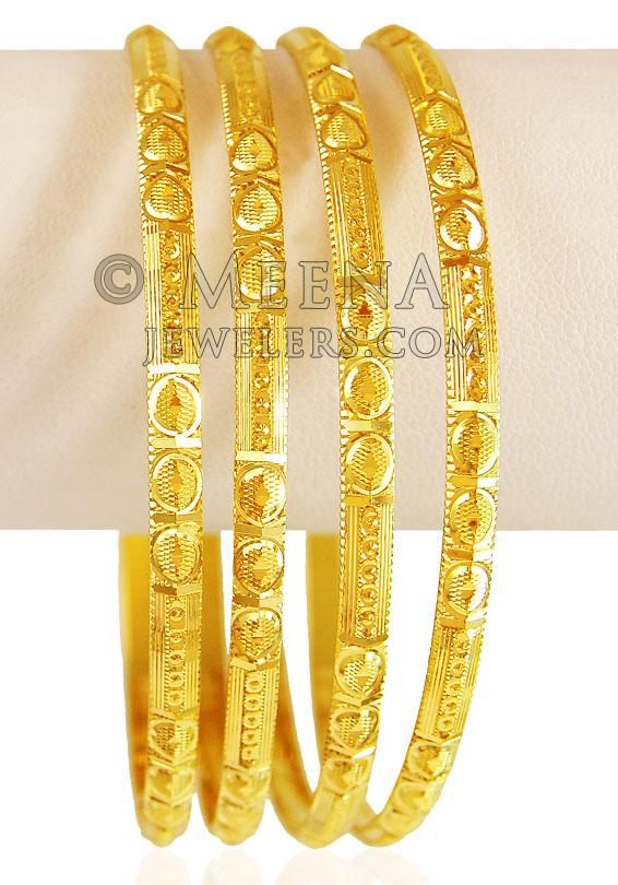 22 Karat Gold Machine Bangles Set - BaGo21151 - 22K Gold Machine Bangle ...