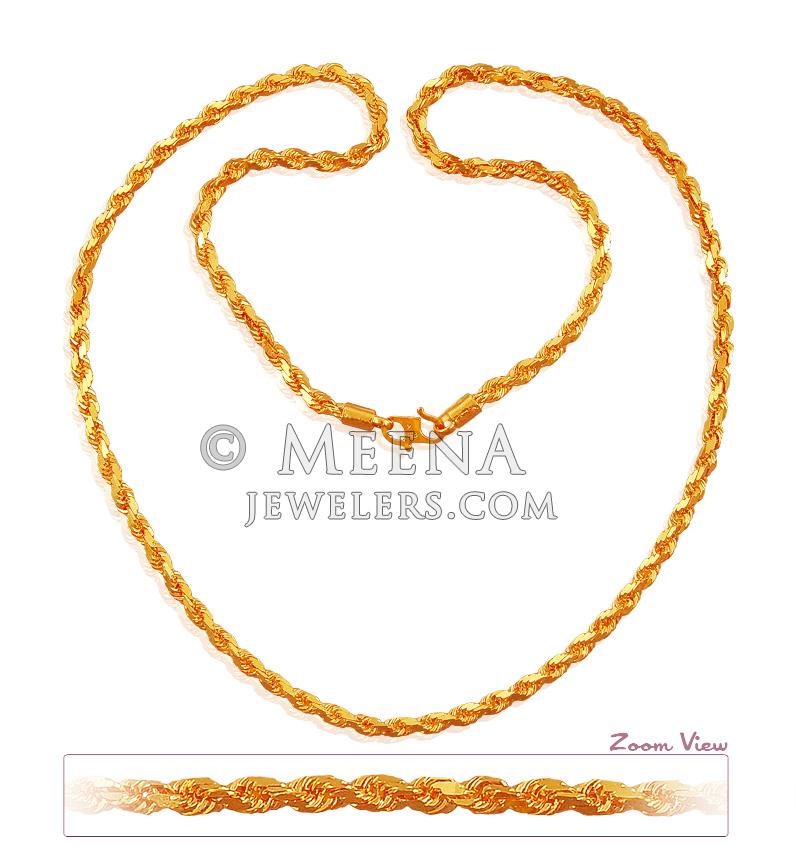 22k Rope Chain (24 Inch) - ChPl18479 - 22k yellow gold rope chain (24 ...