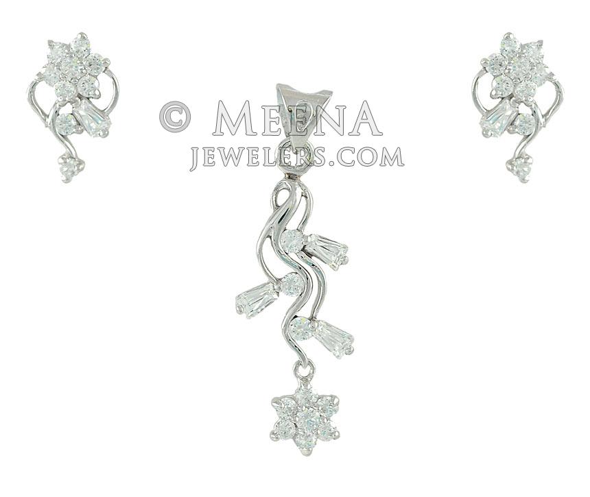 White Gold Pendant Set With Signity Stone - PsWg3792 - 18K White Gold ...